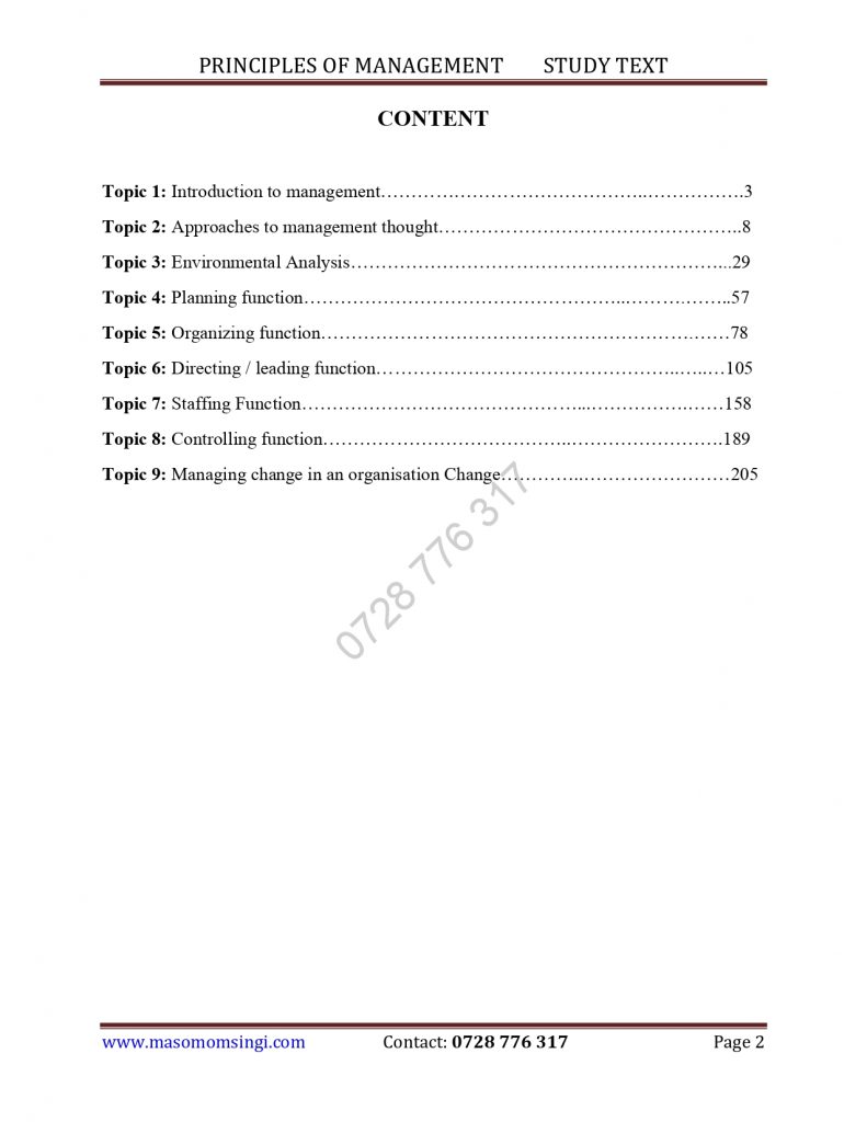 ATD – PRINCIPLES OF MANAGEMENT REVISED NOTES – MASOMO MSINGI PUBLISHERS