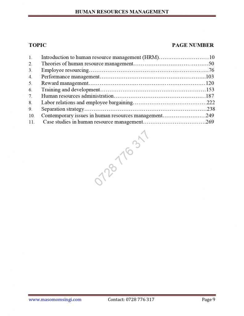 HUMAN RESOURCES MANAGEMENT KASNEB NOTES – MASOMO MSINGI PUBLISHERS