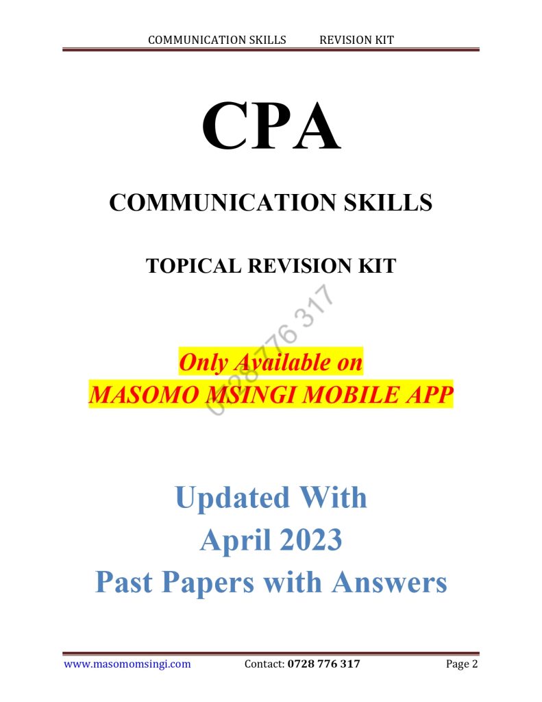KASNEB RESOURCES – Notes, Revision Kits and Past Papers – MASOMO MSINGI ...