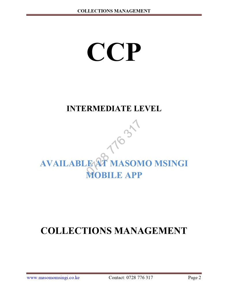 Collections Management CCP Notes – MASOMO MSINGI PUBLISHERS