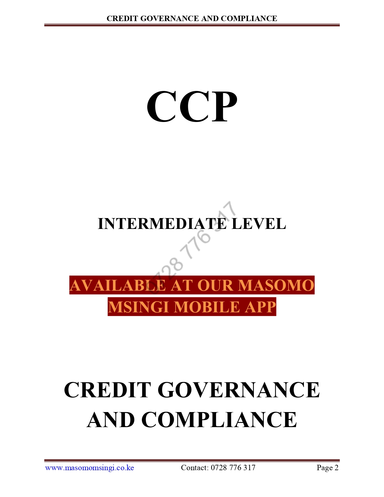 Credit Governance and Compliance CCP Notes - Masomo Msingi kasneb study ...